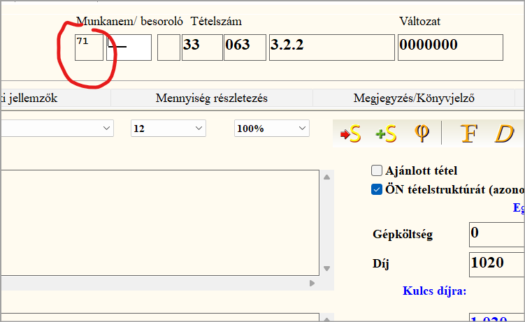 TERC - Különleges munkanemek használata a TERC V.I.P. rendszerében